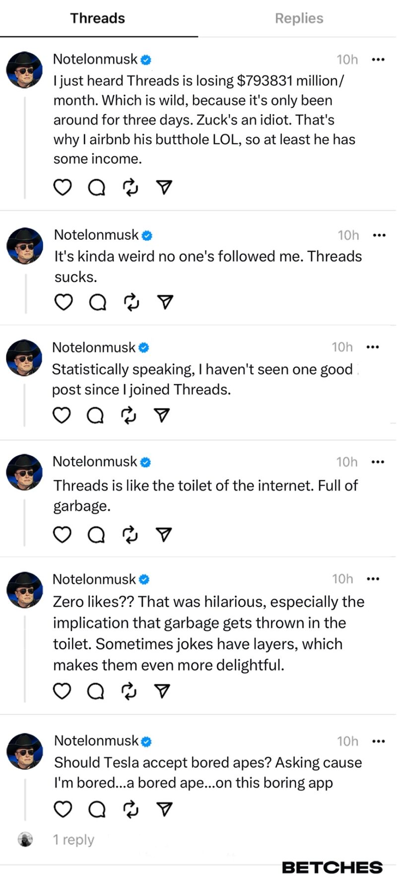 If Elon Musk Had A Burner Threads Account - Betches