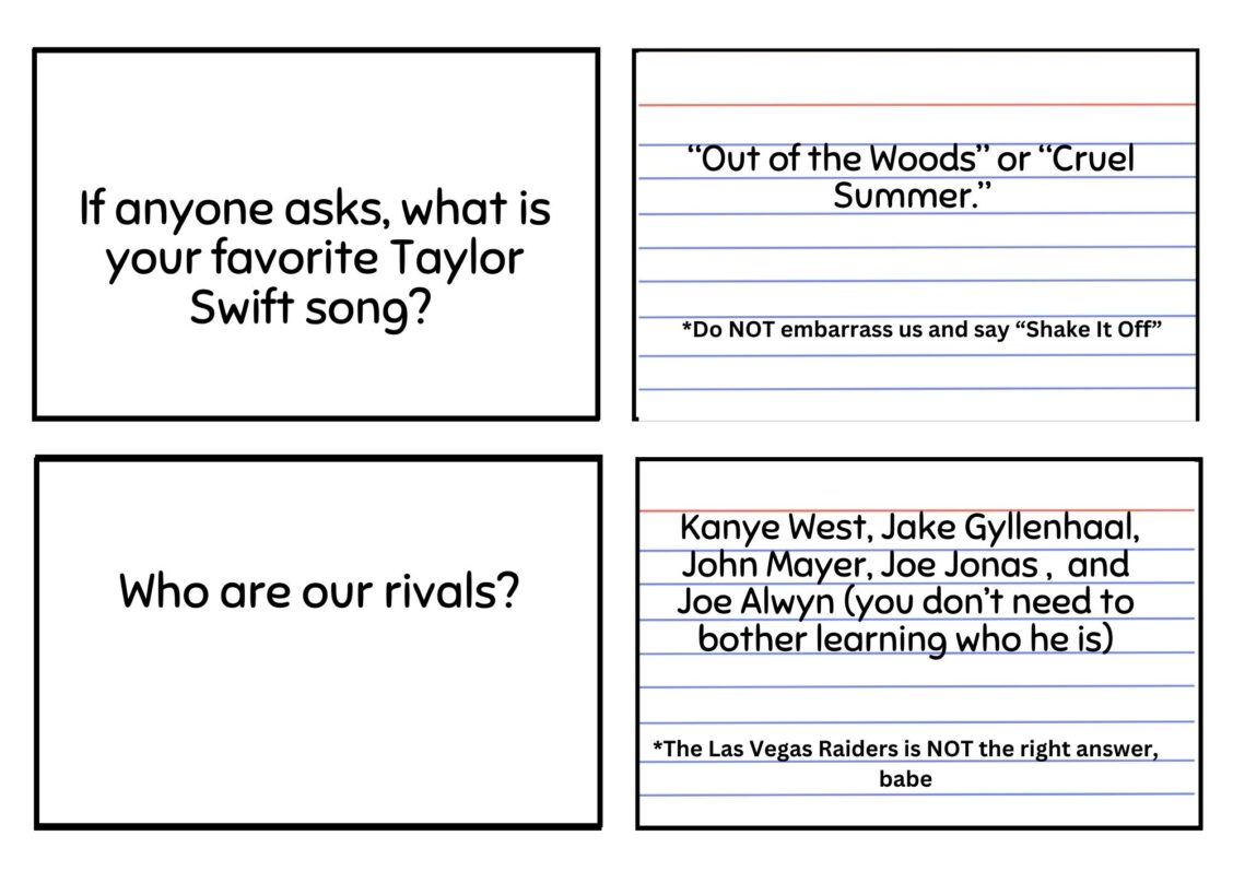 Taylor Swift Football Game Flashcards For Your BF To Study - Betches