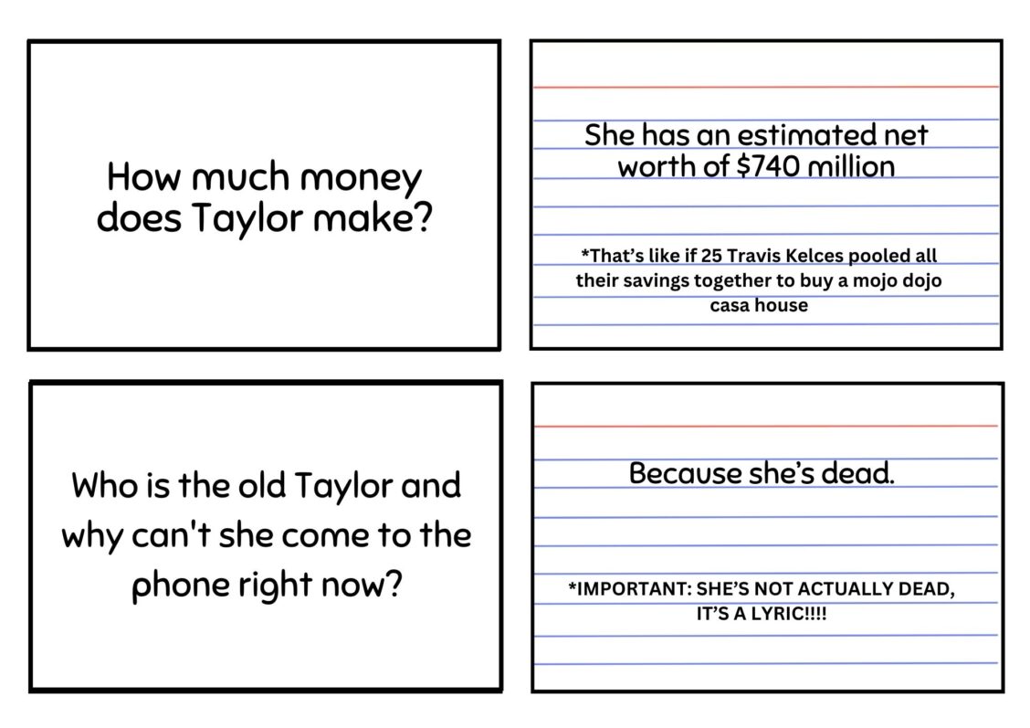 Taylor Swift Football Game Flashcards For Your BF To Study - Betches