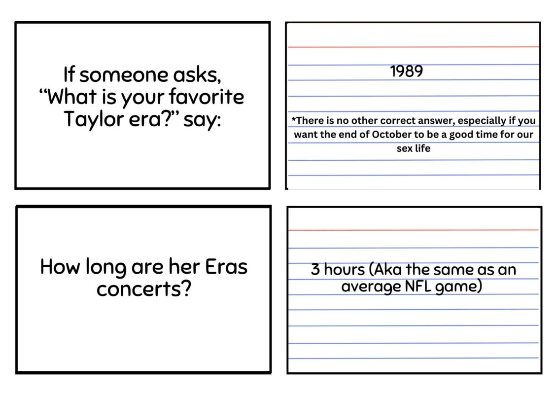 Taylor Swift Football Game Flashcards For Your BF To Study - Betches