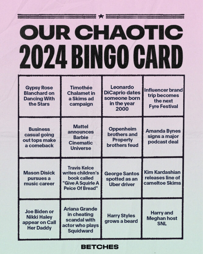 Our 2024 BINGO Card For Pop Culture Predictions - Betches