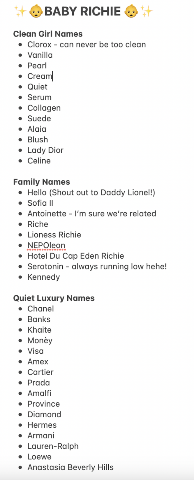 Sofia Richie's Leaked Baby Names List - Betches